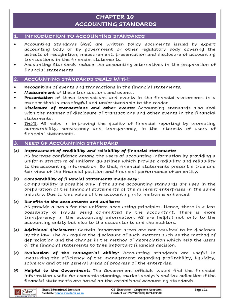 Chapter 10 - Accounting Standards | PDF | Financial Statement | Income ...