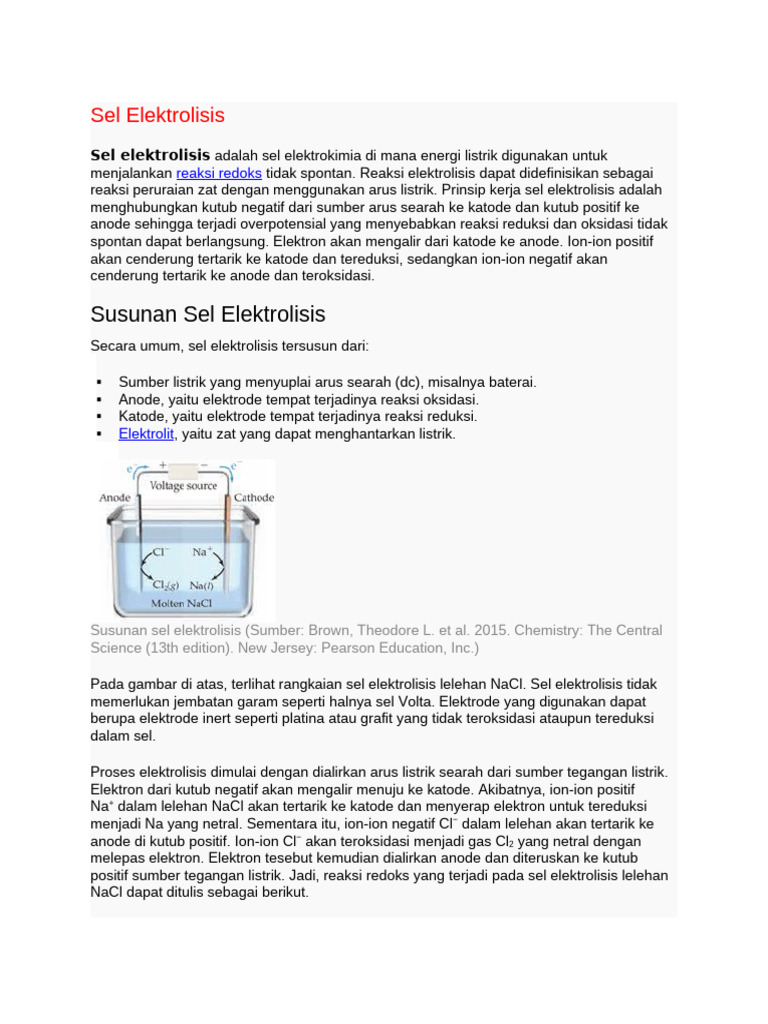 Sel Elektrolisis Materi | PDF