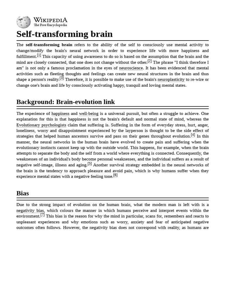 Self-transforming_brain | PDF | Psychological Concepts | Neuroscience