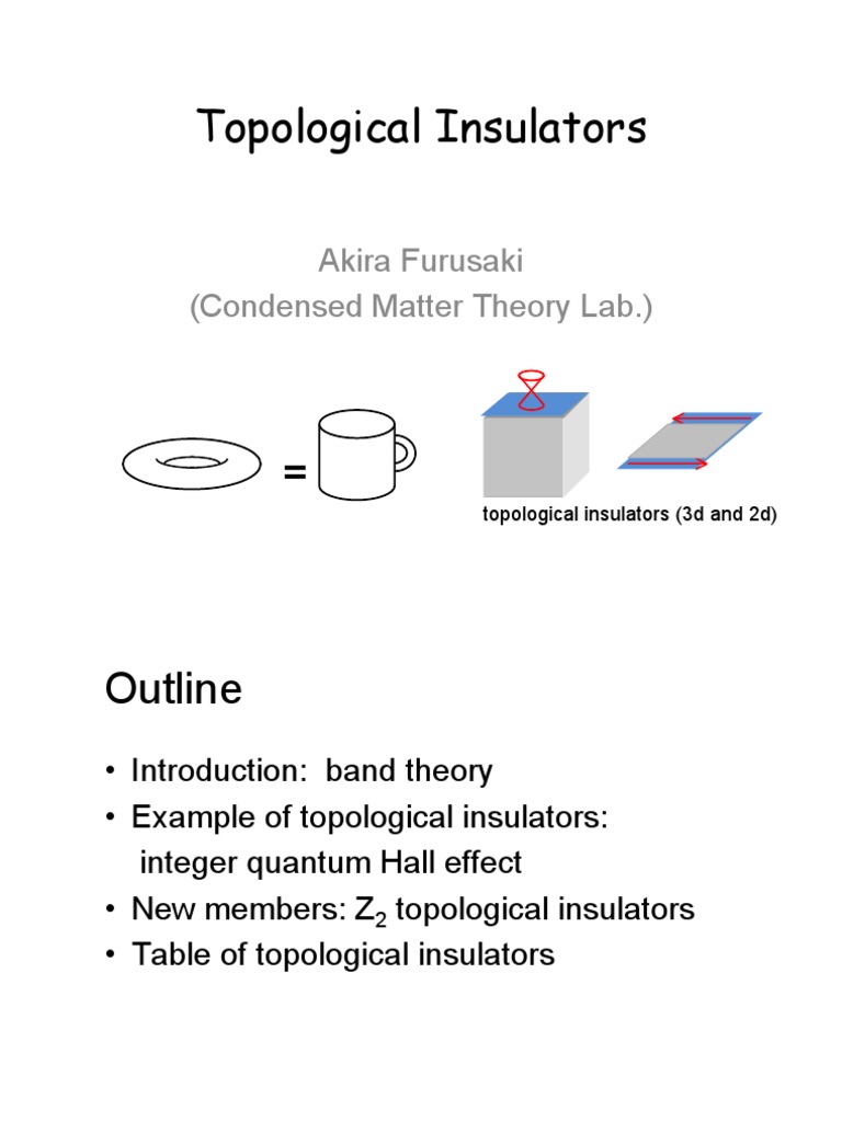 Akira Furusaki - Topological Insulators | PDF | Electronic Band ...