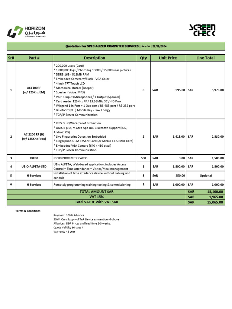 VIRDI TnA Quotation | PDF | Embedded System | Bluetooth