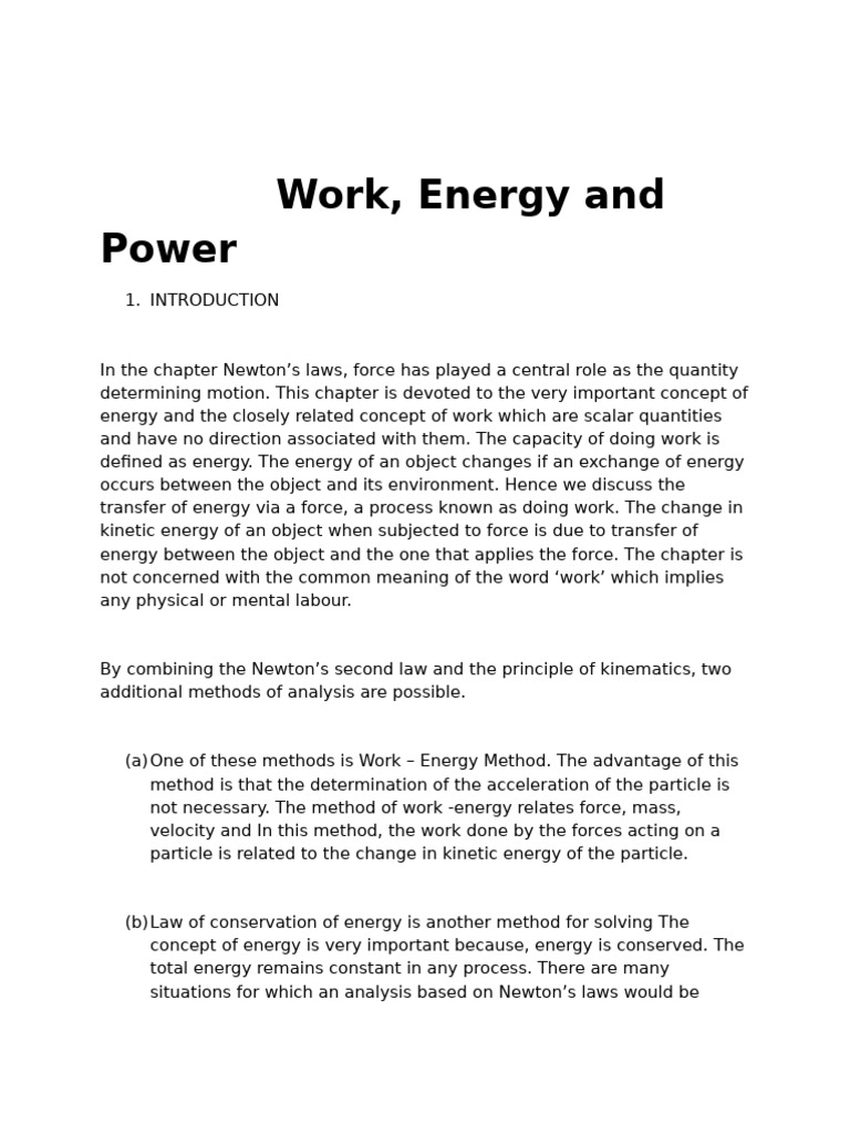 Work, Energy, and Power Explained | PDF | Force | Newton's Laws Of Motion