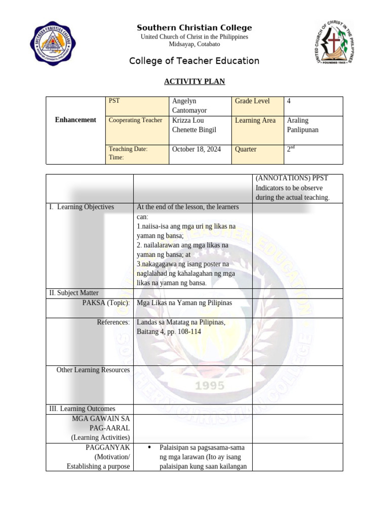 Activity-Plan-Matrix- AP | PDF