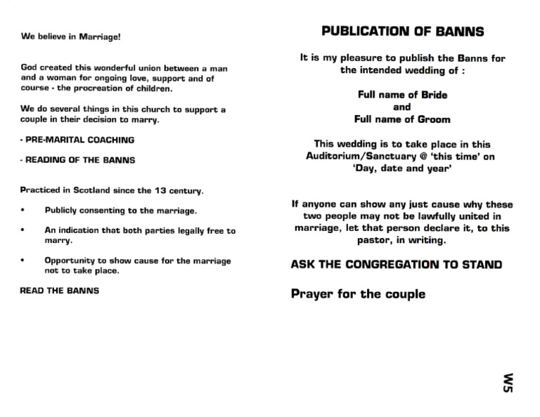 2 Weddings Sample Banns Publication or Announcement | PDF