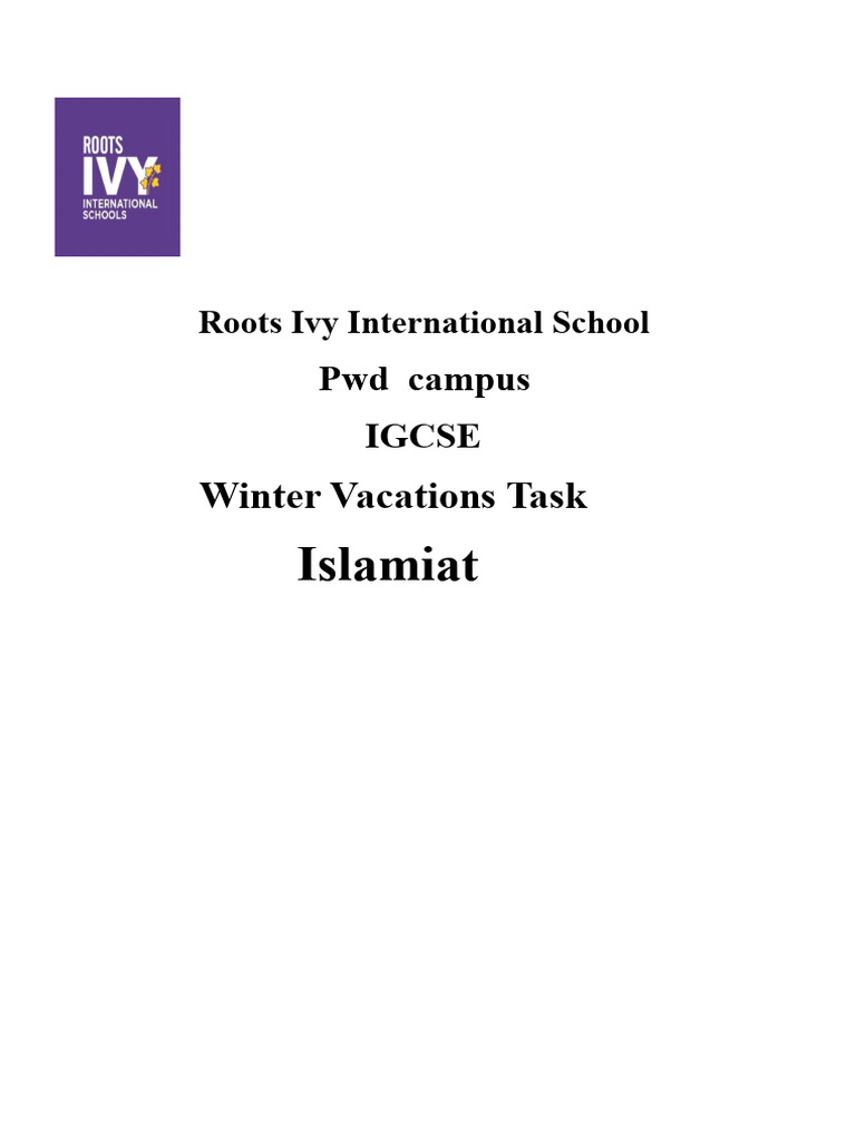 Islamiat Winter Vacations Task | PDF