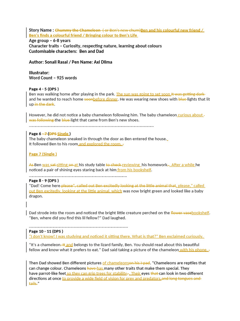 6 - 05 - 54 - PM19!11!2024 - Ben and Chummy The Chameleon (Sonali Rasal Pen Name Axl Dlima) | PDF