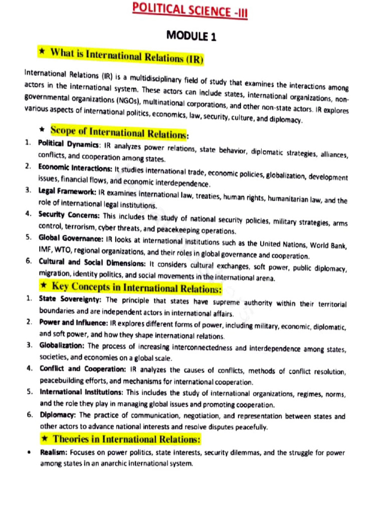 Political Science 3 ... Module 1st Notes | PDF