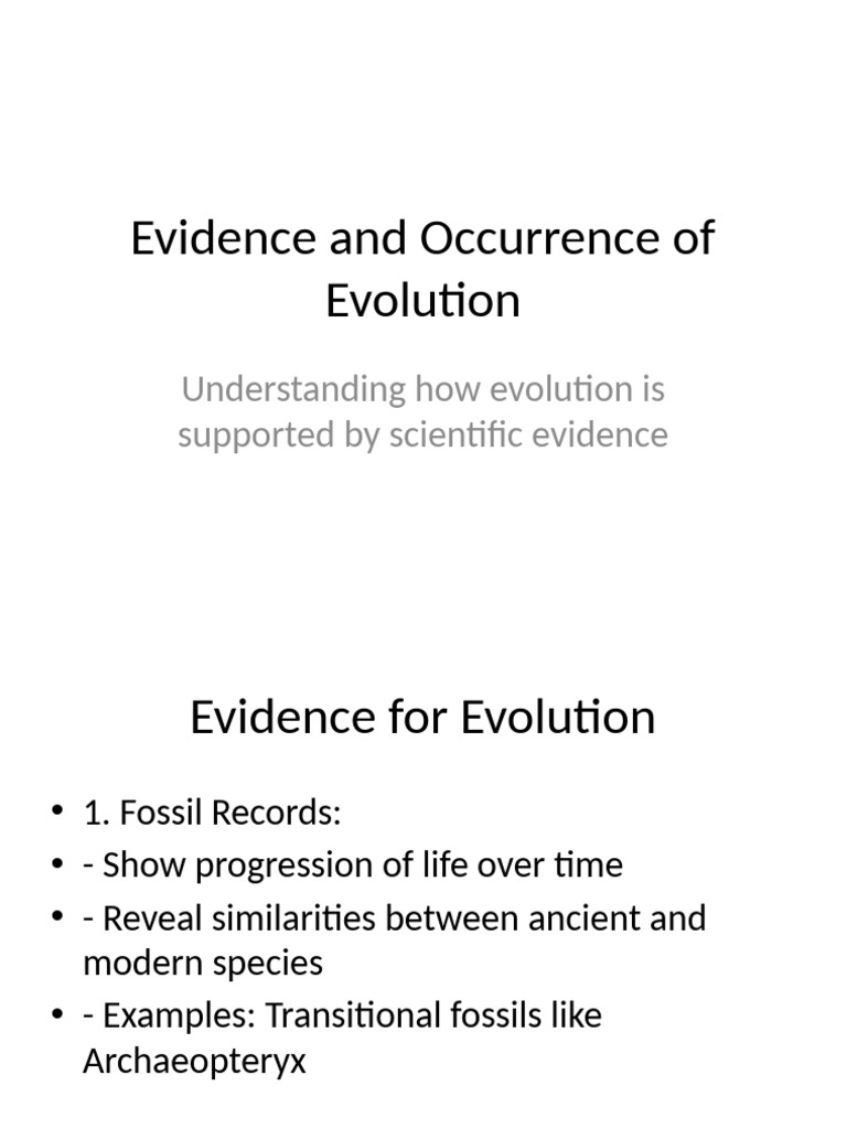 Evidence and Occurrence of Evolution | PDF
