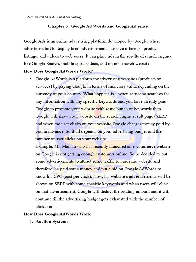 CH 3 Ad Words and Ad Sense | PDF | Search Engine Optimization | Search ...