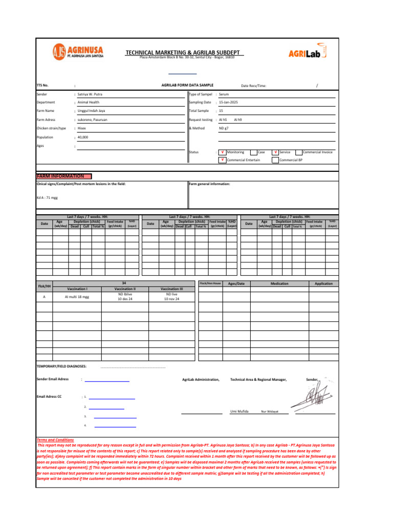 Contoh Form sample UJI laboratorium | PDF