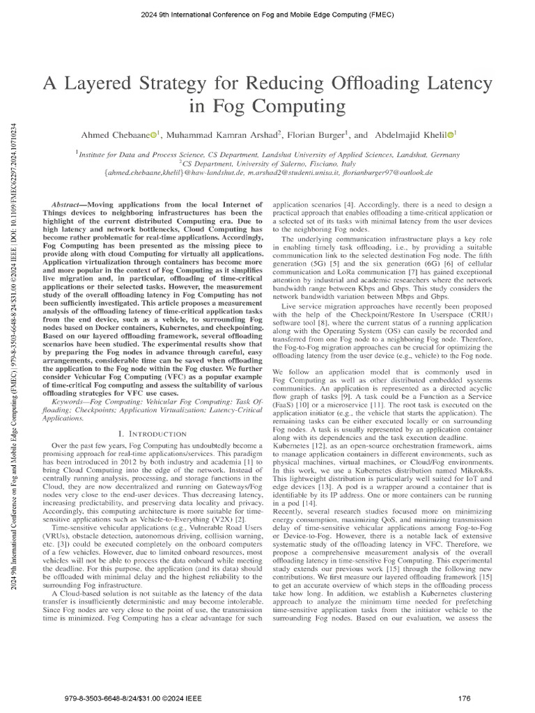 Offloading Latency in Fog Computing | PDF | Computer Network | Computer Cluster