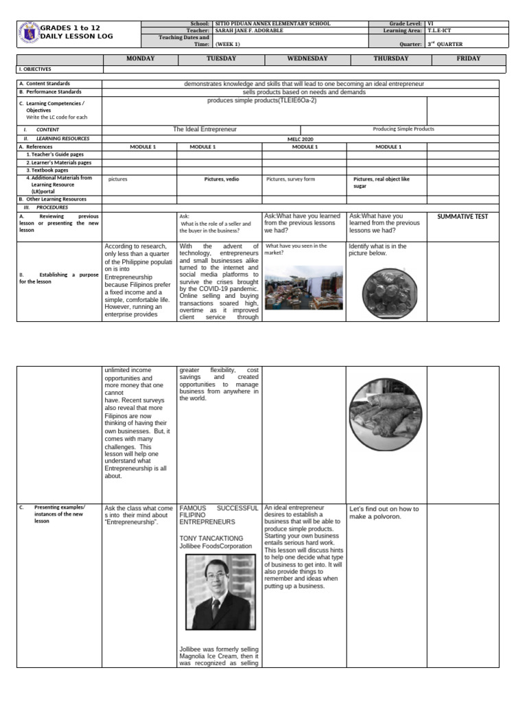 DLL_TLE ICT 6_Q3_W1 | PDF | Goods | Sales