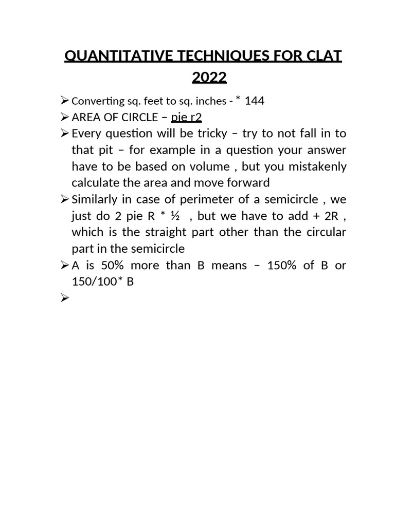 CLAT Quantitative Tips | PDF