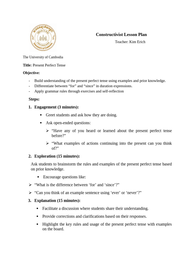 Constructivist Lesson Plan - Kim Erich | PDF