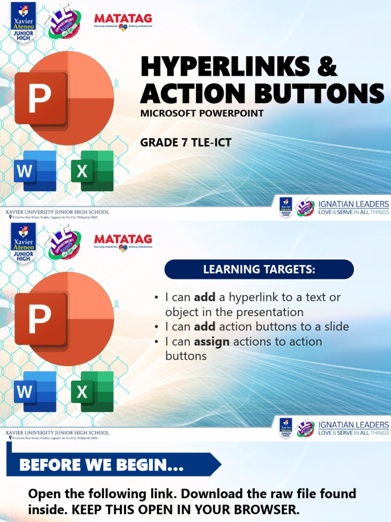 PowerPoint Lesson 2 - Hyperlinks and Action Buttons | PDF | Hyperlink | Button (Computing)