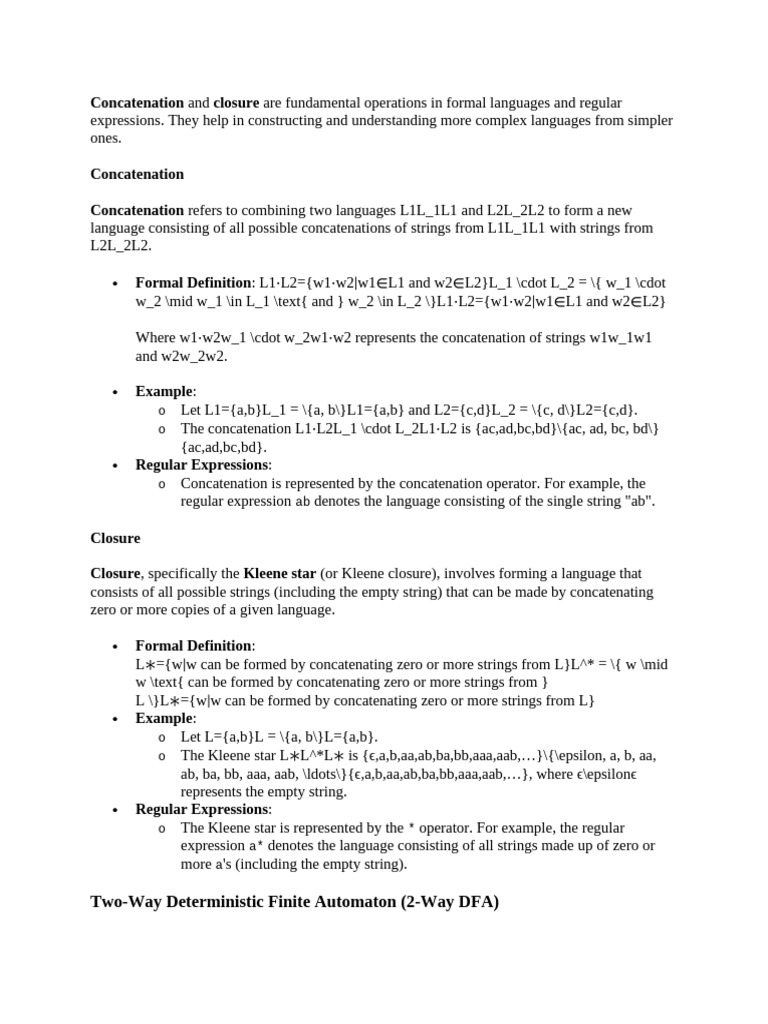 Concatenation and Closure 2 Way DFA | PDF | String (Computer Science) | Models Of Computation
