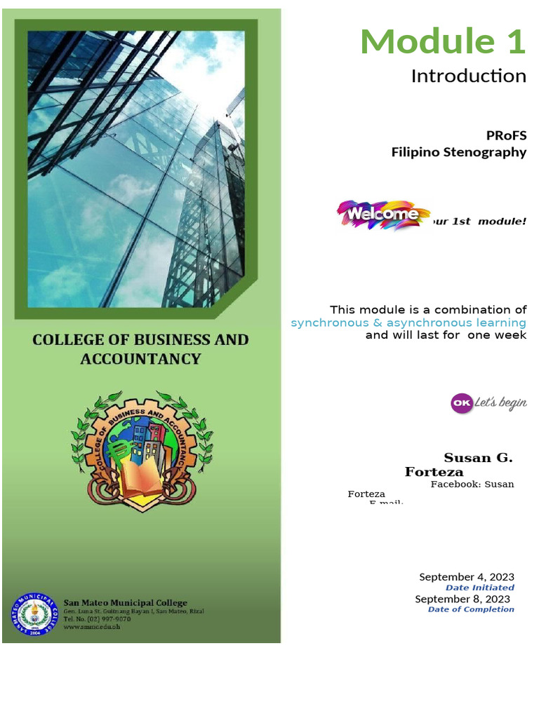 Module 1 Profs Filipino Stenography | PDF