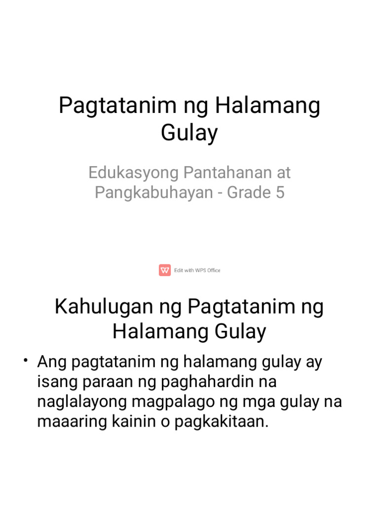Pagtatanim NG Halamang Gulay | PDF