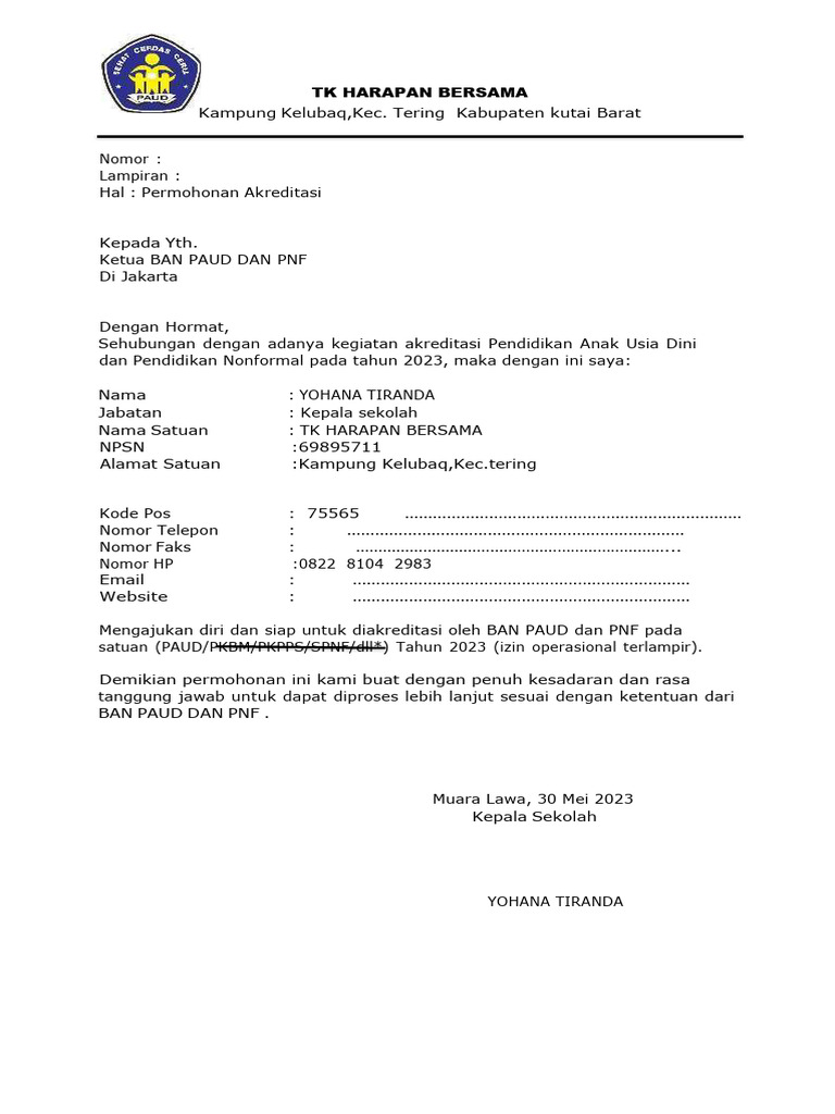 permohonan akre 2 | PDF