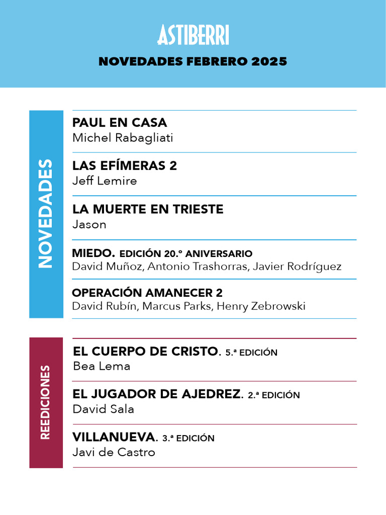 Novedades Astiberri Ediciones Febrero 2025 | PDF | Películas de terror | Cómics