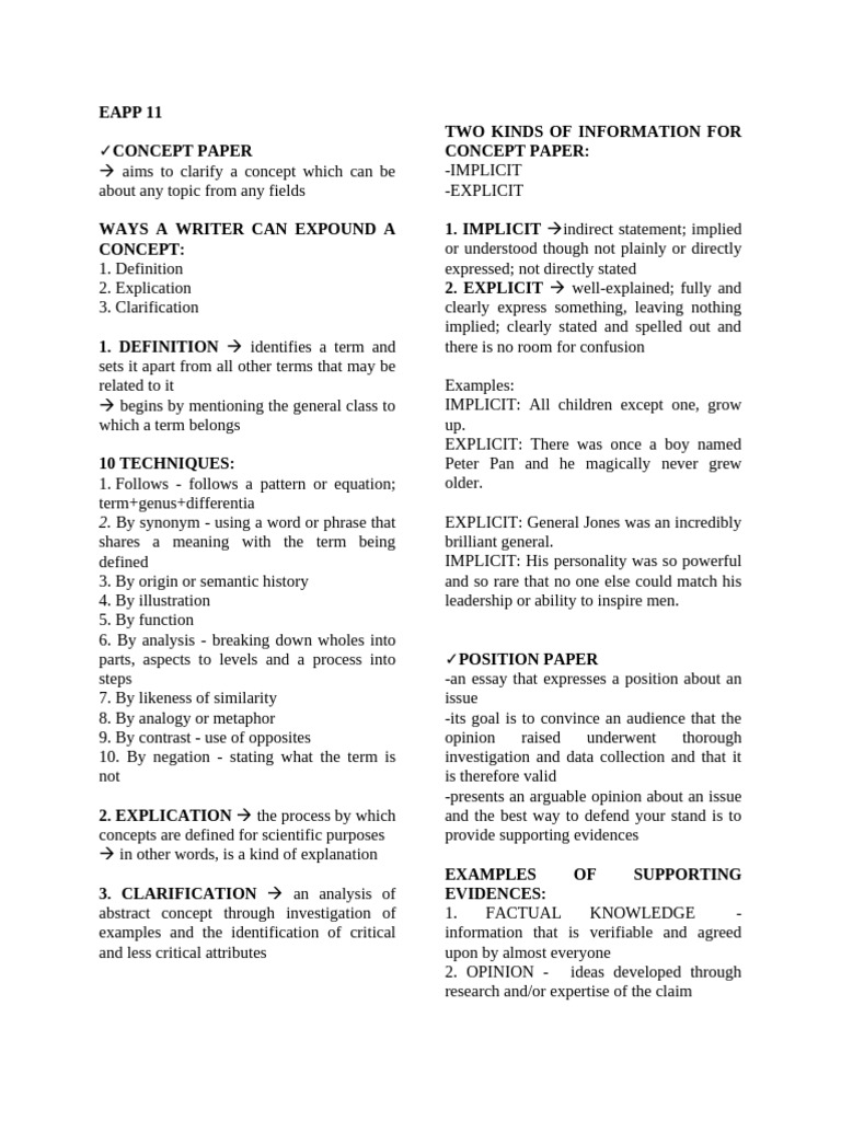 Concept Paper and Position Paper Guide | PDF | Information | Argument
