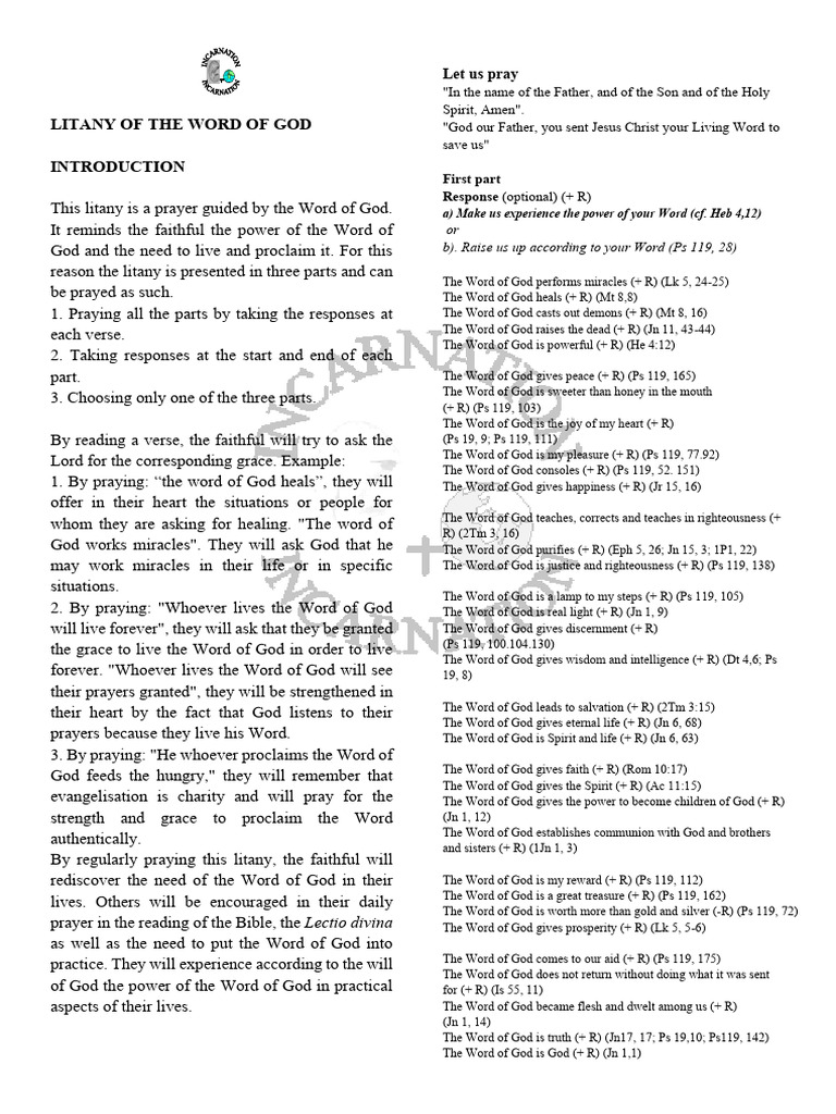 2 Anglais Litany of The Word of God - 123941 | PDF | Prayer | Jesus
