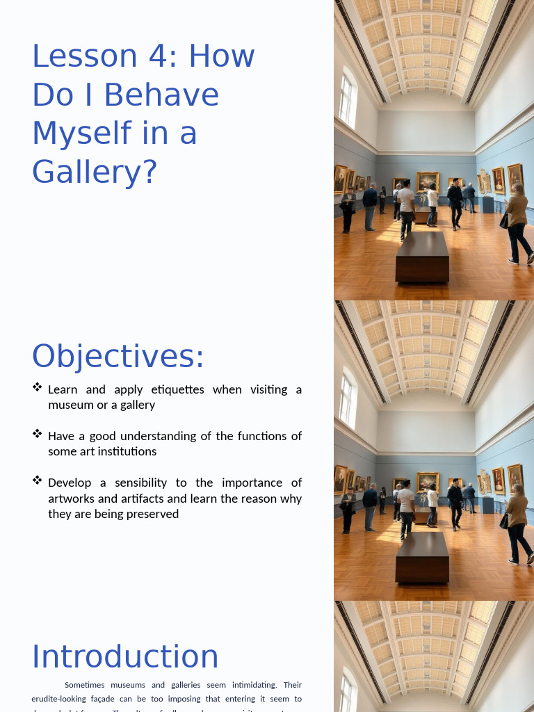 Ch2 Lesson 4 How Do I Behave Myself in A Gallery 125346 | PDF | Museum ...