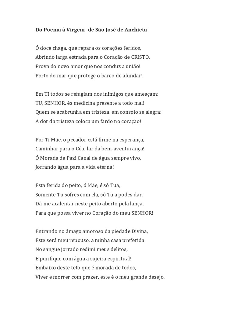 Poema à Virgem - S. José de Anchieta | PDF