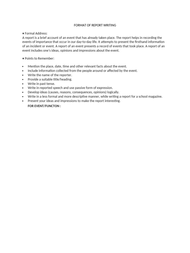 Format and Examples of Report Writing | PDF