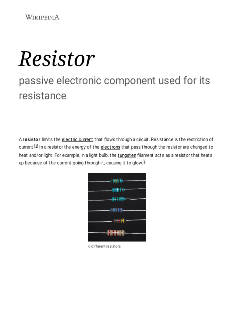 Resistor - Simple English Wikipedia, The Free Encyclopedia | PDF ...