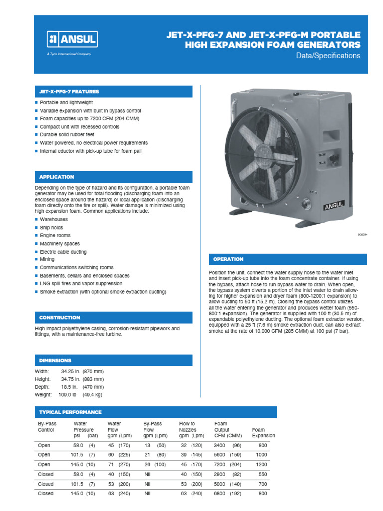 Portable High Expansion Foam Generators | PDF | Basement | Water