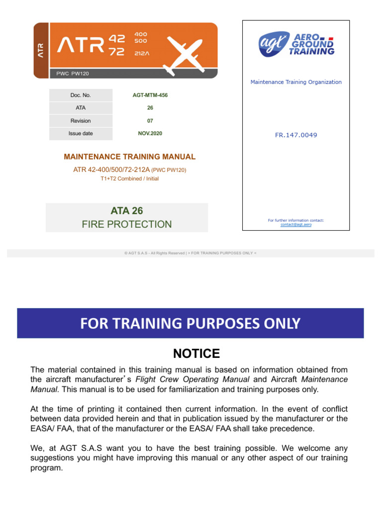 ATR 42/72 Fire Protection Training Manual | PDF