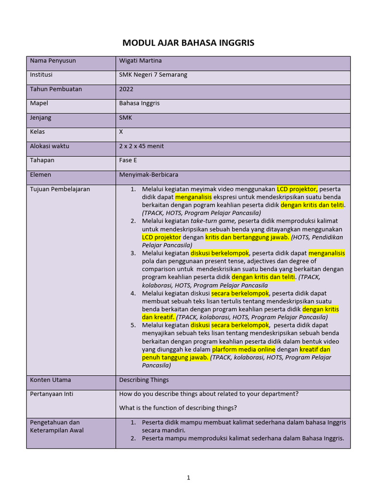Modul Ajar PPG 2 | PDF