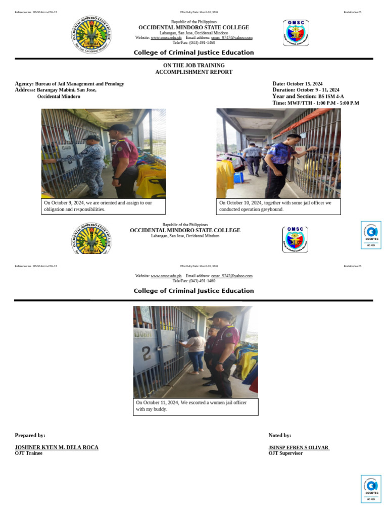 Delaroca Corrected Copy Accomplishment Report | PDF