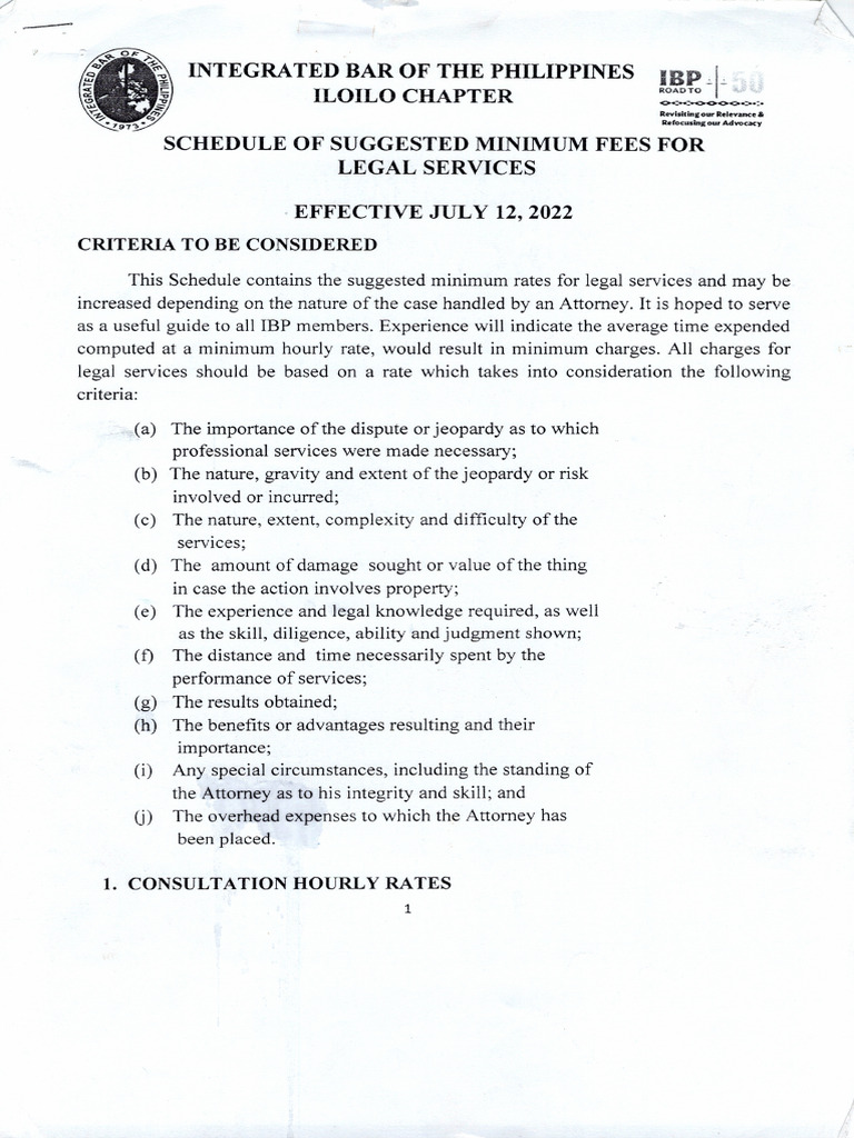 IBP Schedule of Fees Iloilo City | PDF