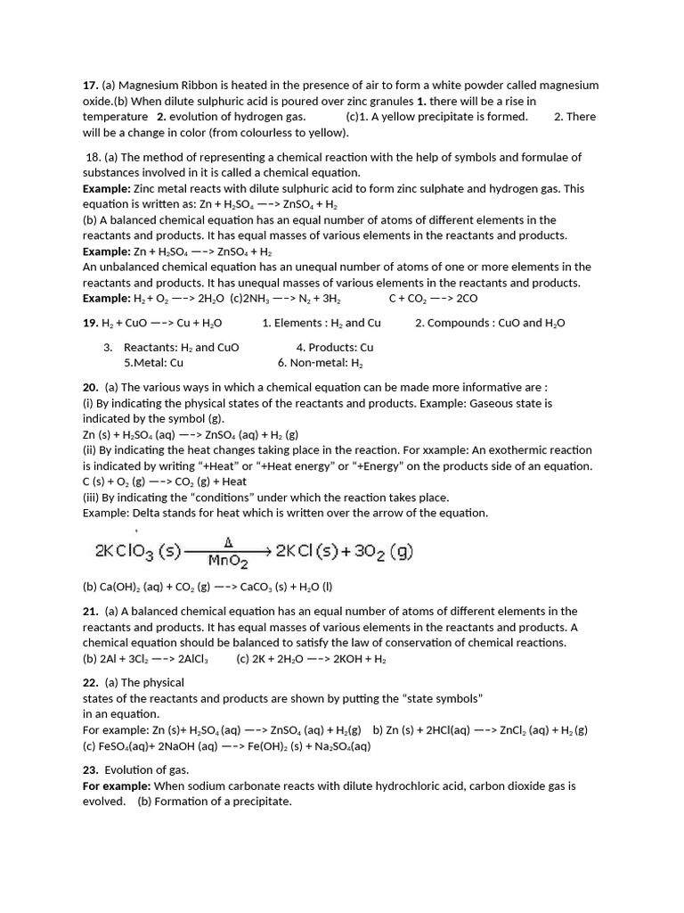 Chemical Reaction and Equation | PDF | Chemical Reactions | Oxide