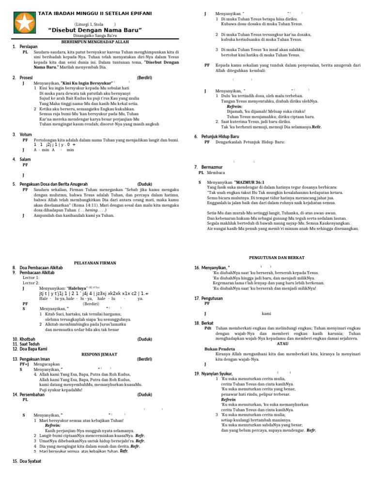 Tata Ibadah Minggu Ii Setelah Epifani | PDF