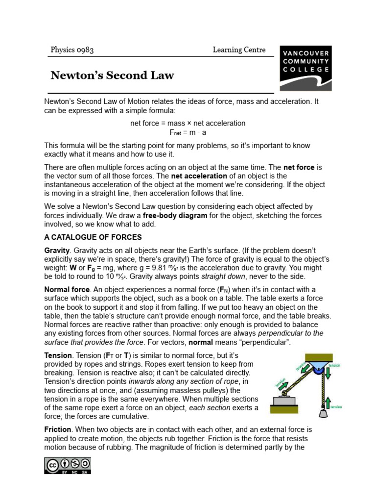 Newton's Second Law Explained | PDF | Force | Friction