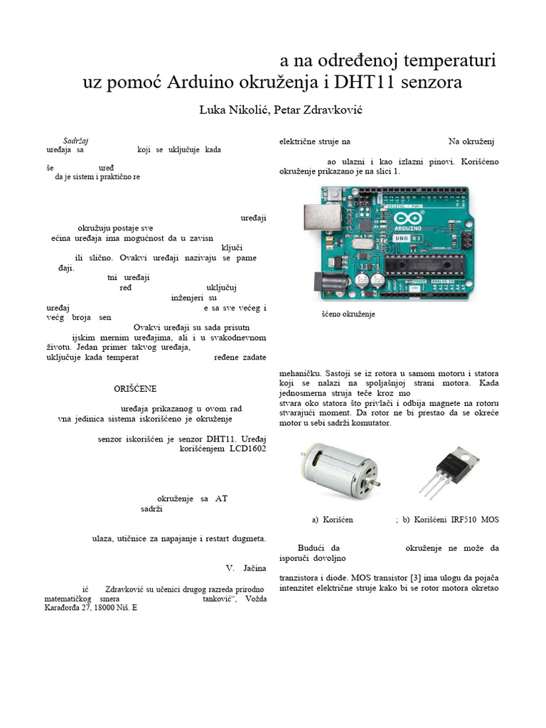 Pokretanje Motora Ventilatora Na Određenoj Temperaturi Uz Pomoć Arduino ...