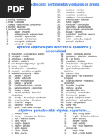 Adjetivos para Describir Sentimientos y Estados de Ánimo | PDF