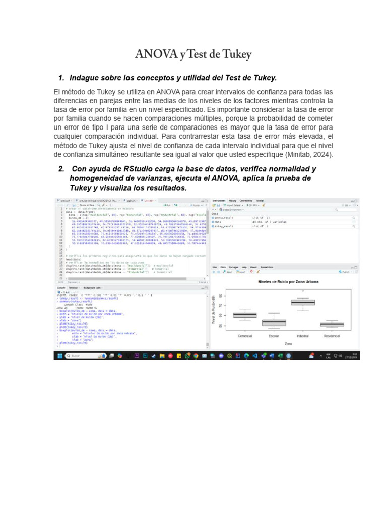 ANOVA y Test de Tukey | PDF | Análisis de variación | Análisis estadístico