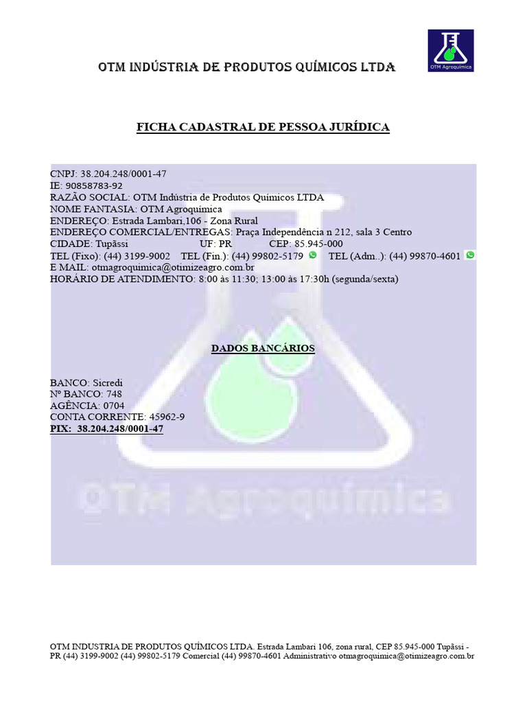 Ficha Cadastral - Otm | PDF