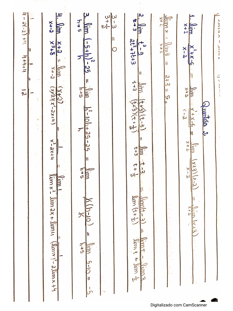 Q2 lista 1 Cálculo | PDF