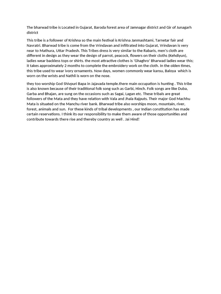 The Bharwad Tribe Is Located in Gujarat | PDF