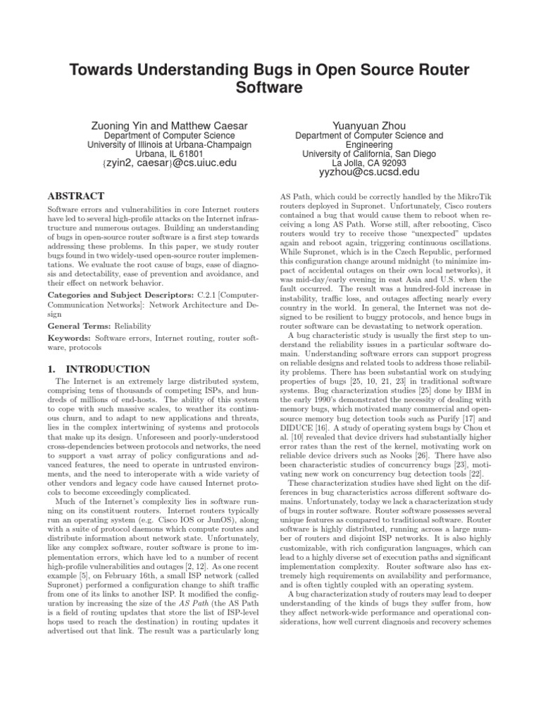 Bug Study | PDF | Software Bug | Router (Computing)