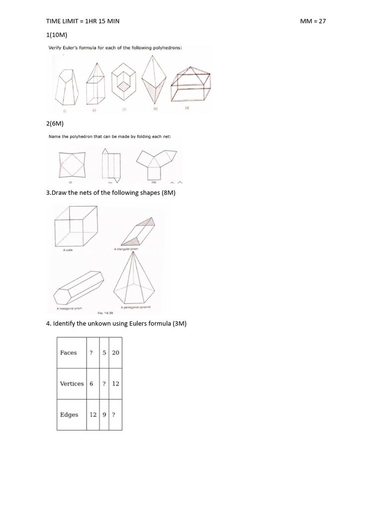 Geometry Shapes and Euler's Formula | PDF