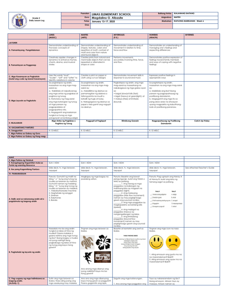 Q3-Week6-Dll-Mapeh 2 | PDF