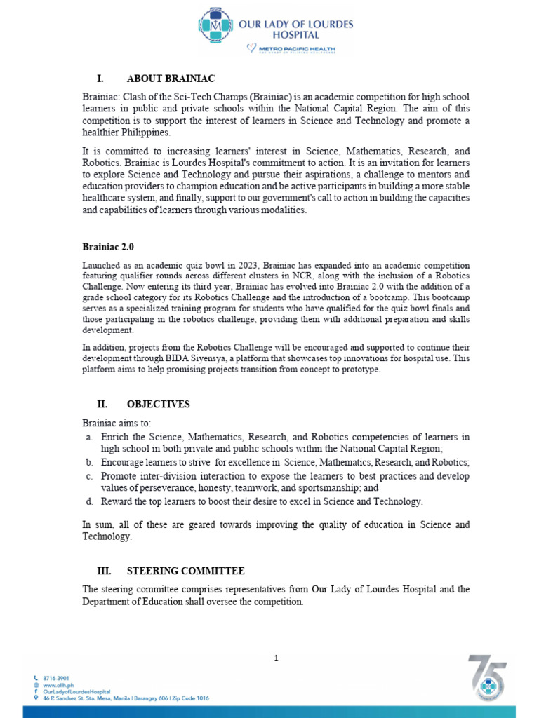 Brainiac 2025 - Guideline v3 | PDF | Metro Manila