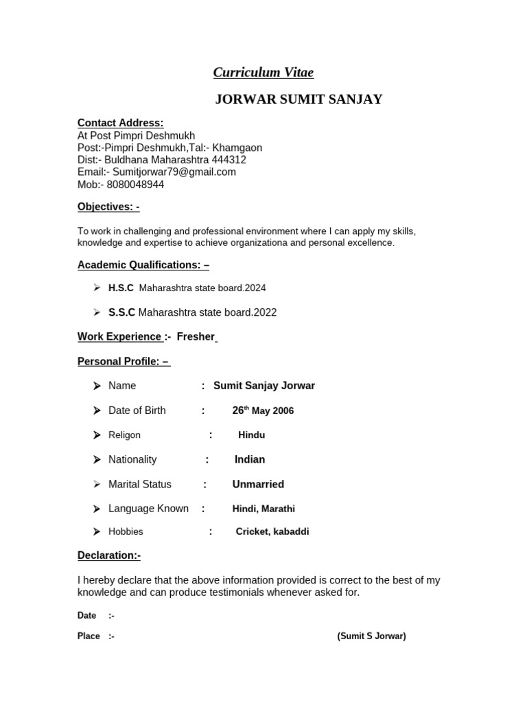 Resume Sumit Jorwar | PDF