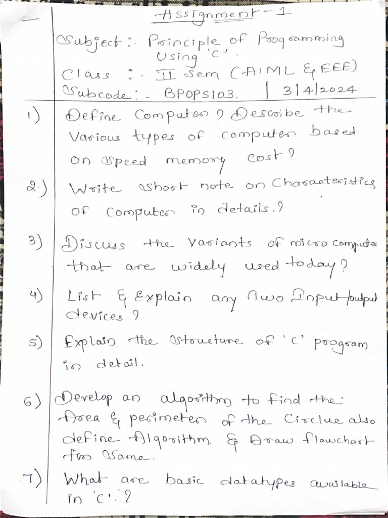 POP Assignment Questions | PDF
